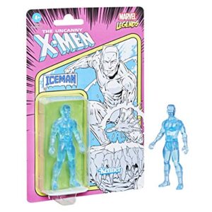 Marvel Hasbro Legends 3.75-inch Retro 375 Collection Iceman Action Figure Toy, Blue