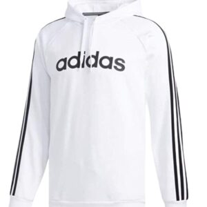 adidas mens Essentials 3-Stripes Pullover Hoodie White/Black