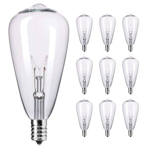 romasaty 10-pack st35 light bulbs replacement edison clear bulbs -5 watts c7/e12 screw base for indoor/outdoor patio string lights