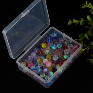 Matte Aurora Crystal Glass Beads 100pcs 8mm Flash Glitter Shining Mermaid Round Loose Aura Bead Frosted Moonstone for Jewelry Making (Multicolor, 8mm)