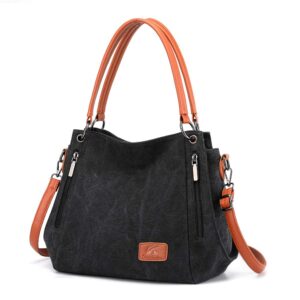 chikencall women vintage hobo bag causal canvas shoulder bags multi-pocket daily purses shopper satchels christmas tote