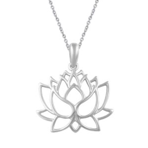 prime and pure charm pendant necklace set in 925 sterling silver for womens | open lotus | celtic cross | angel wing | tiny lotus | tiny love heart (open lotus)