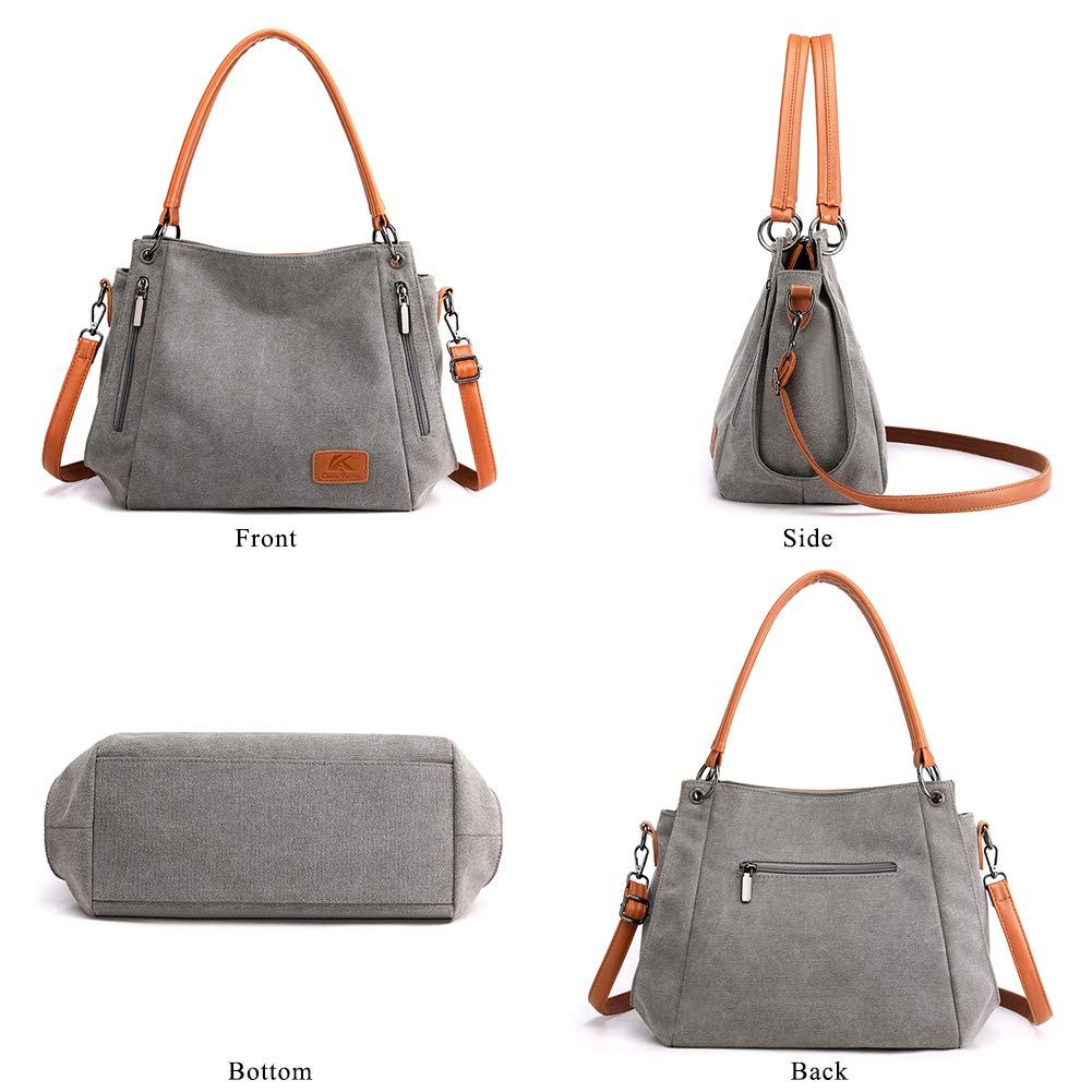 Chikencall Women Vintage Hobo Bag Causal Canvas Shoulder Bags Multi-pocket Daily Purses Shopper Satchels Christmas Tote