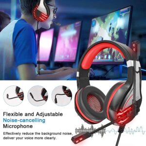 NPET Gaming Keyboard and Headset Bundle, Ultra-Slim Rainbow LED Backlit Keyboard, Stereo Gaming Headset for PS4, PC, Xbox One Controller