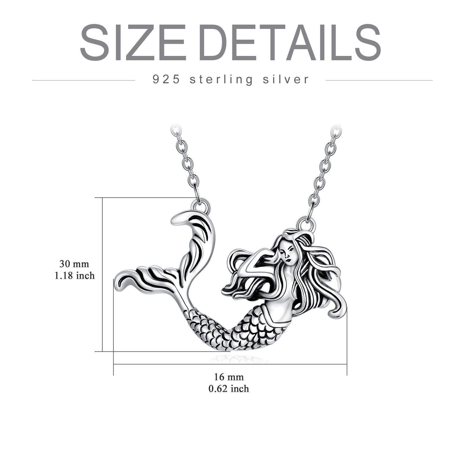 RMREWY Oxidized Mermaid Necklace, 925 Sterling Silver Rose Pendant Necklace Jewelry Gift for Women Mother(Mermaid style 1)