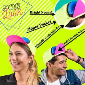 Fanny Pack Hat Nylon| 80s/90s Cap for Men | Retro Cap for Women |Zipper Pocket - Tri-Color/Neon/Vibe/CMYK Bundle