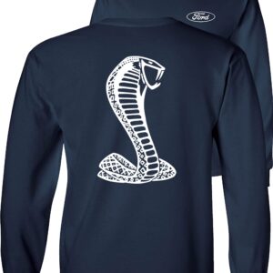 Fair Game Shelby Cobra Ford Long Sleeve Shirt Mustang White Carroll Snake Silhouette Logo-Navy-Medium