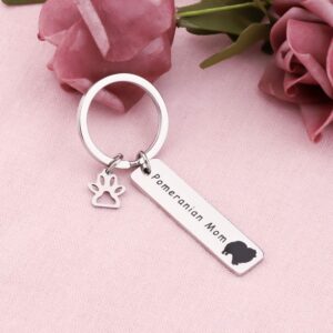 LQRI Pomeranian Pom Jewelry Pomeranian Mom Pomeranian Dad Keychain with Dog Paw Charm Pomeranian Gifts for Pomeranian Owner (Pomeranian mom)