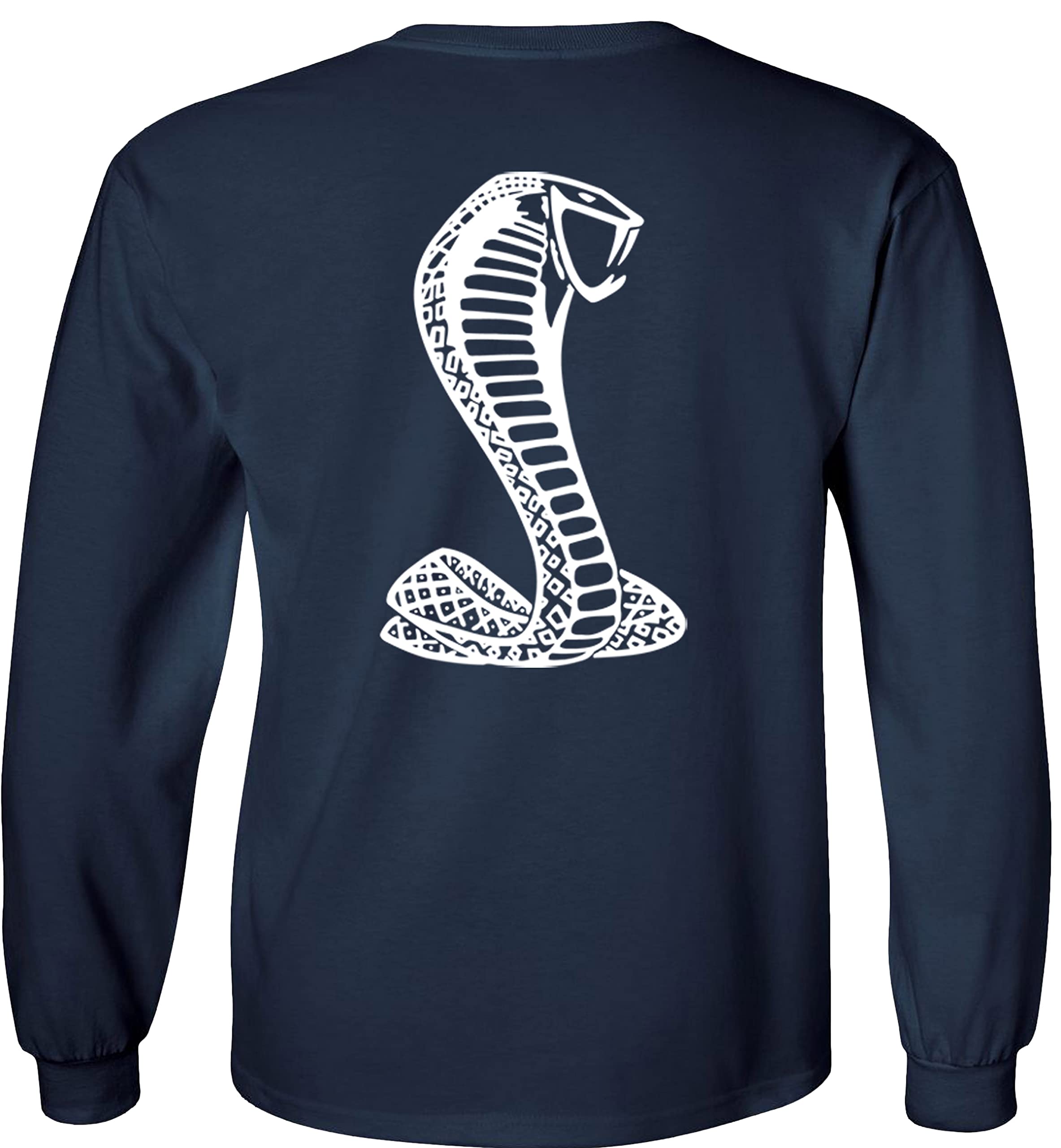 Fair Game Shelby Cobra Ford Long Sleeve Shirt Mustang White Carroll Snake Silhouette Logo-Navy-Medium