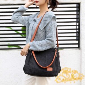 Chikencall Women Vintage Hobo Bag Causal Canvas Shoulder Bags Multi-pocket Daily Purses Shopper Satchels Christmas Tote