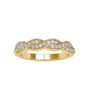 certified twisted wedding ring studded with 0.29 ct ij-si natural diamond in 14k white/yellow/rose gold for women on her anniversary celebration