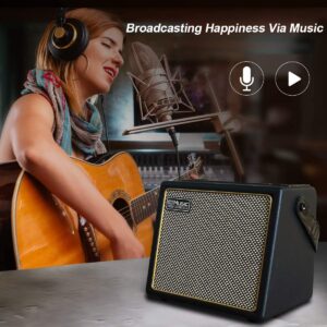 Acoustic Guitar Amplifier, 30 Watt Bluetooth Speaker Rechargeable Portable Acoustic Guitar Amp with Reverb Chorus Effect,3 Inputs, Black