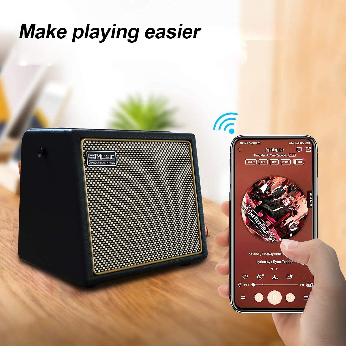 Acoustic Guitar Amplifier, 30 Watt Bluetooth Speaker Rechargeable Portable Acoustic Guitar Amp with Reverb Chorus Effect,3 Inputs, Black