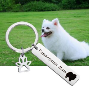 LQRI Pomeranian Pom Jewelry Pomeranian Mom Pomeranian Dad Keychain with Dog Paw Charm Pomeranian Gifts for Pomeranian Owner (Pomeranian mom)