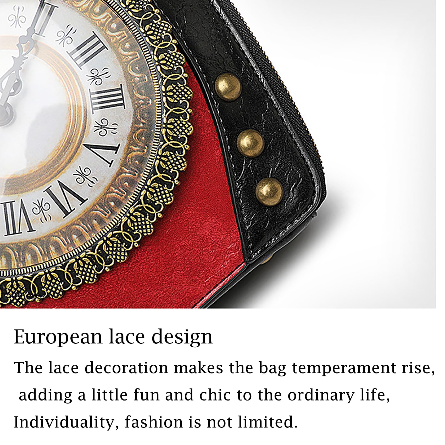 Real Working Clock Handbags Purse Antique Steampunk Shoulder Bag PU Messenger Bag