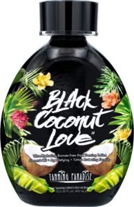 tanning paradise black coconut love tanning lotion | coconut oil | age-defying | tattoo protecting formula | ultra hydrating dark tanning lotion, 13.5oz