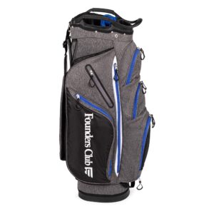 Founders Club Franklin Golf Push Cart Bag -Riding -Full Rain Cover -Secure Base -Light Weight -15 Way Full Length Divider-External Putter Tube-Embroidery Panel (Blue)