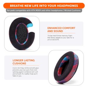 WC PadZ Velour - The Ultimate Upgraded Earpads by Wicked Cushions - Compatible with Audio Technica, HyperX, SteelSeries Arctis & More - Extra Thick - Bigger Opening - Soft Memory Foam | (Speed Racer)