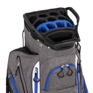 founders club franklin golf push cart bag -riding -full rain cover -secure base -light weight -15 way full length divider-external putter tube-embroidery panel (blue)