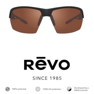 Revo Sunglasses Jett: Polarized Lens Filters UV, Semi-Rimless Rectangle Wrap Frame, Matte Black Frame with Drive Lens