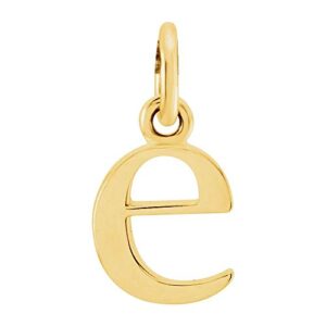 solid 14k yellow gold lowercase alphabet initial letter e charm pendant small (12mm x 4.7mm)