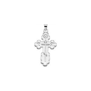 solid 14k white gold 19x13mm orthodox cross crucifix charm pendant (19mm x 13mm)