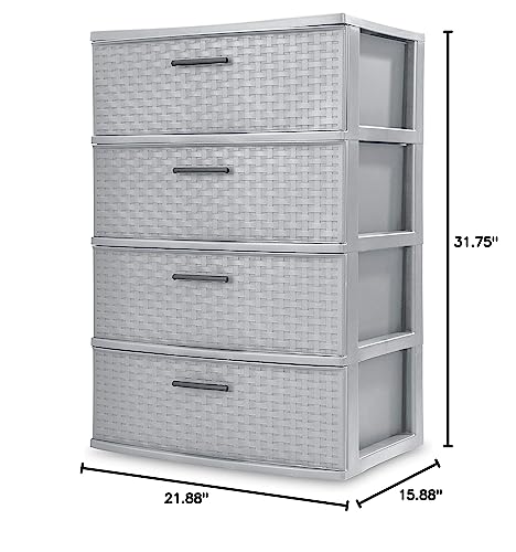 Sterilite 4 Drawer Wide Weave Tower (Cement)