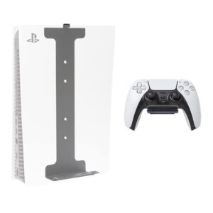 hideit mounts - wall mount & controller bundle for ps5 - includes steel wall mount & rubber dipped controller holder - patented wall mount for playstation 5 disc & digital - not ps5 slim compatible