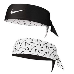 nike swoosh dri-fit printed reversible head tie - unisex - sweat wicking - one size fits all