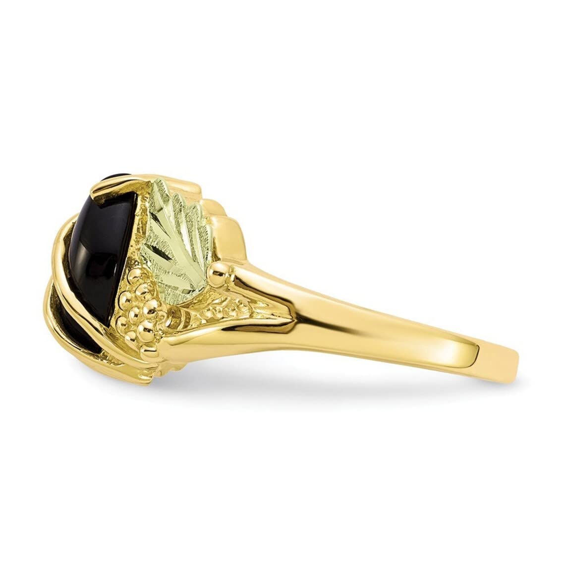 Marquise Onyx Wrap Ring, 10k Yellow Gold, 12k Green and Rose Black Hills Gold Size 10.5