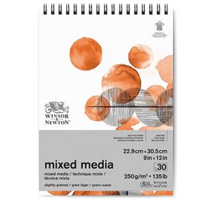 winsor & newton professional mixed media pad, 9" x 12", 30 sheets, 250gsm, white