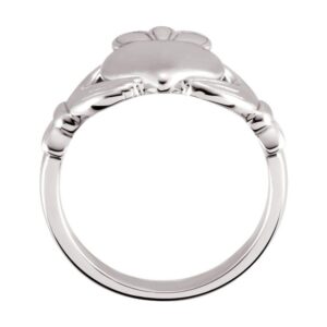 Solid Platinum 10.5mm Claddagh Ring Band - Size 11