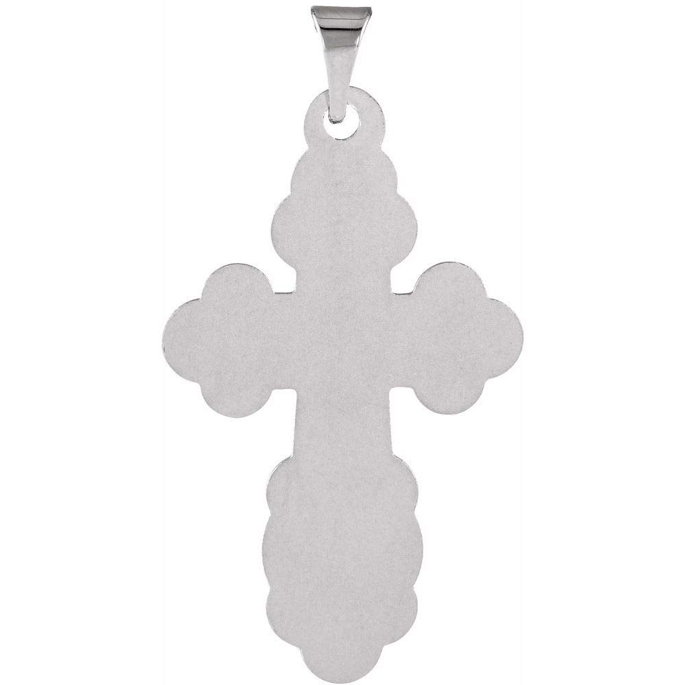 Solid 14k White Gold 19x13mm Orthodox Cross Crucifix Charm Pendant (19mm x 13mm)