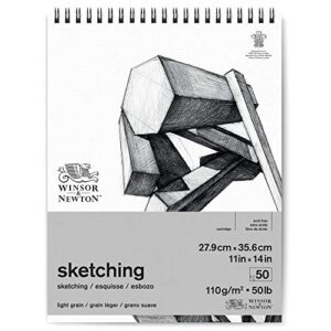 winsor & newton classic sketching paper pad, 11" x 14", 50 sheets, 110gsm, extra white