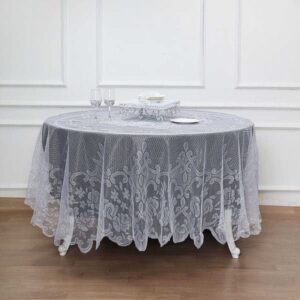 tableclothsfactory 90" white premium lace round tablecloth for banquet party wedding event home decor