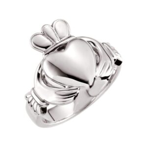 solid platinum 10.5mm claddagh ring band - size 11