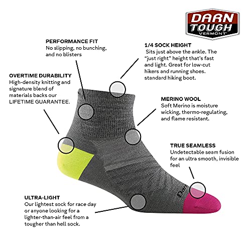 Darn Tough Women's 1/4 Ultra-Lightweight Run Sock (Style 1044) - Black, Small