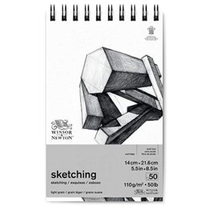 winsor & newton classic sketching paper pad, 5.5" x 8.5", 50 sheets, 110gsm, extra white