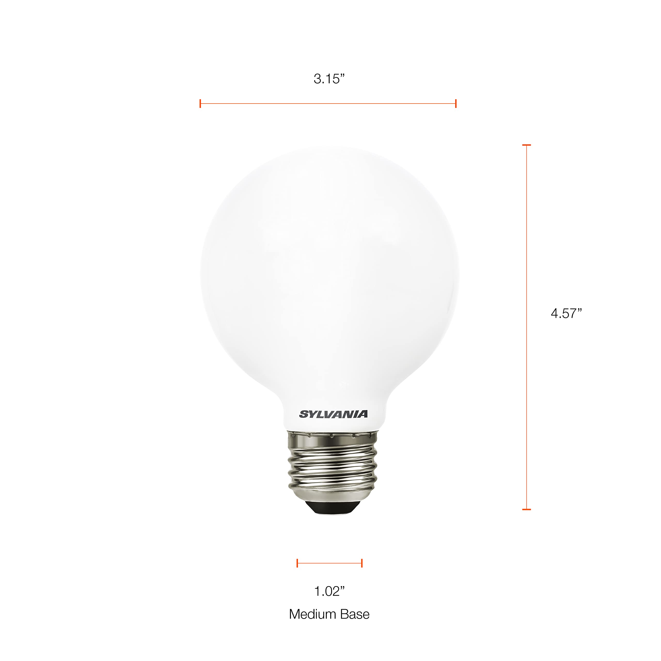 LEDVANCE SYLVANIA LED TruWave Natural Series Globe G25 Light Bulb, 60W=6W, Dimmable, Frosted, 2700K, Soft White - 6 Pack (40889)