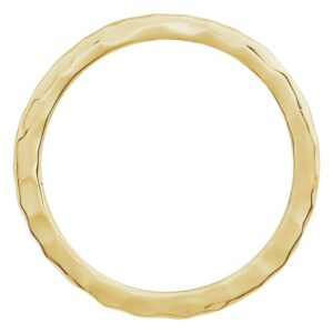 Solid 14k Yellow Gold 2mm Hammered Stackable Wedding Anniversary Ring Band - Size 5