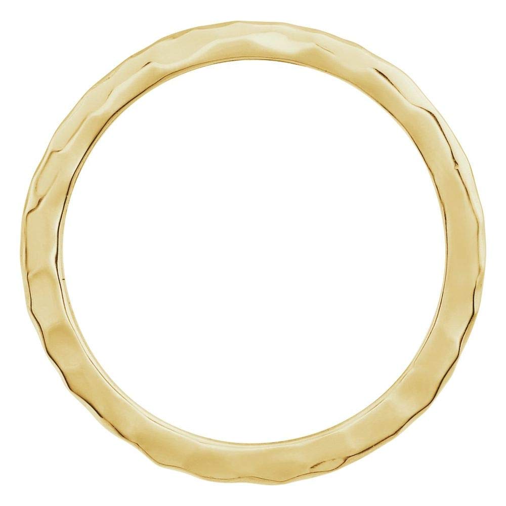 Solid 14k Yellow Gold 2mm Hammered Stackable Wedding Anniversary Ring Band - Size 5