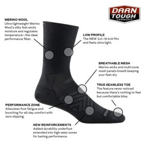 Darn Tough Men's Micro Crew Ultra-Lightweight Run Sock (Style 1035) - Black, X-Large