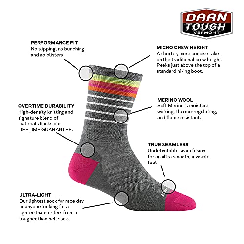 Darn Tough Women's Stride Micro Crew Ultra-Lightweight Running Sock (Style 1045) - Gray, Small