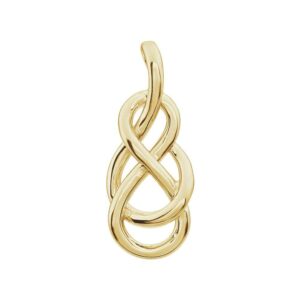 solid 14k yellow gold teardrop forever love knot infinity twist promise charm pendant (20mm x 8.4mm)