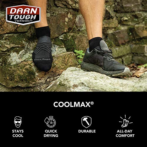 Darn Tough (1055) Run Coolmax 1/4 Ultra-Lightweight with Cushion Men's Sock - (Black, X-Large)