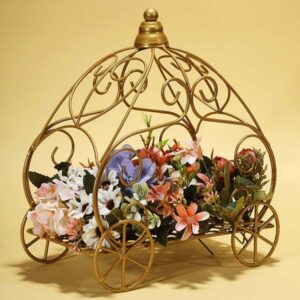 tableclothsfactory 11" gold cinderella pumpkin carriage centerpiece, decorative princess carriage