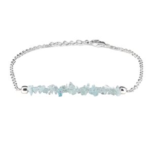 gempires natural aquamarine chips bar bracelet, march birthstone, energy healing crystals, gift for her, gemstone jewelry 8 inch (aquamarine)