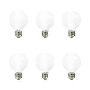 ledvance sylvania led truwave natural series globe g25 light bulb, 60w=6w, dimmable, frosted, 2700k, soft white - 6 pack (40889)