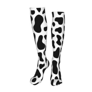 Thigh Knee High Cow Goat Print Socks for Women Compression Black and White Non Slip Long Boot Stocking Thick Warm Girls Fashion Animal Series Stocking Over