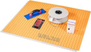 mapei mapeheat radiant floor heating kit 215 square feet 240 volt includes - ditra duo membrane, 2855301 wifi programmable thermostat, 2861501 heat cable and safe installation tools